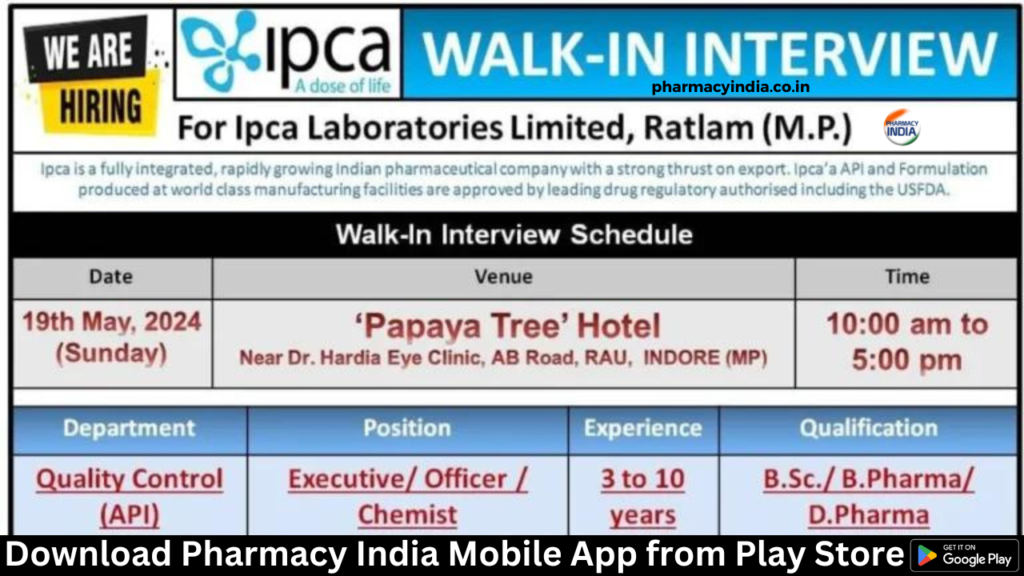 Walk-In Interview for B. Pharma/ D. Pharma/ M. Sc/ B. Sc for Production ...